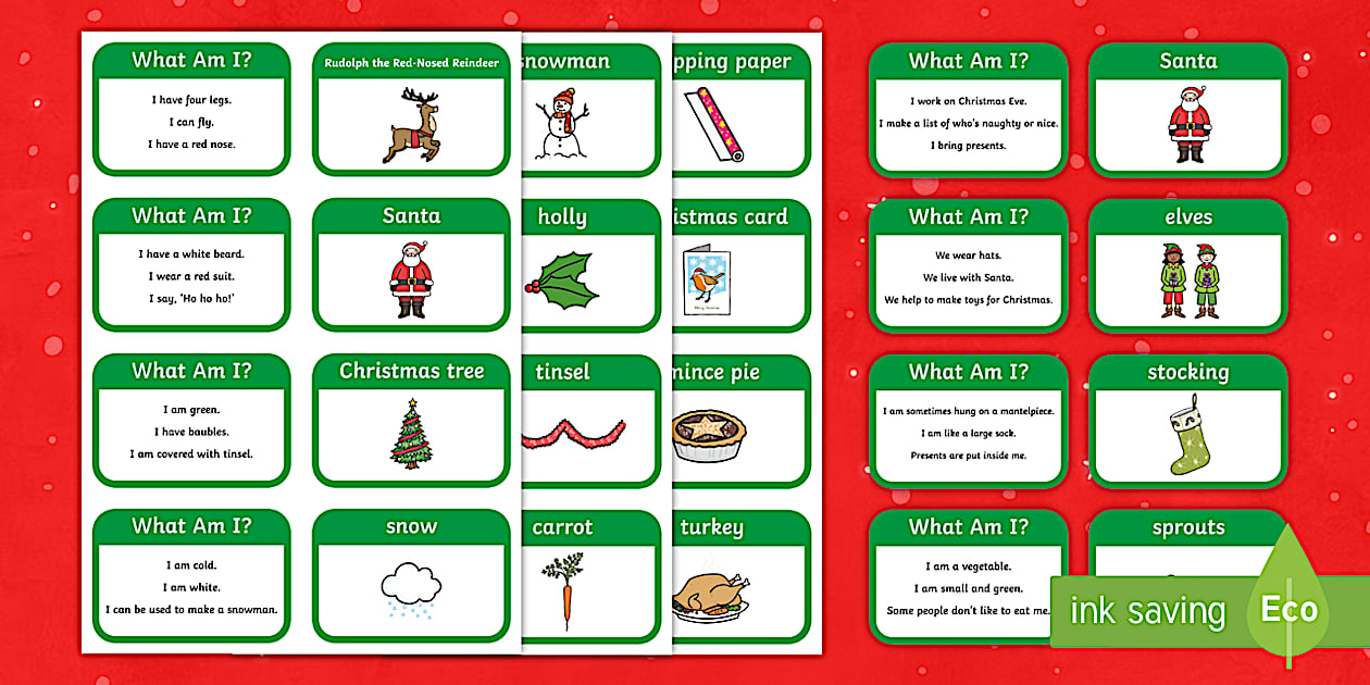 Editable Christmas 'What Am I?' Guessing Game - Twinkl