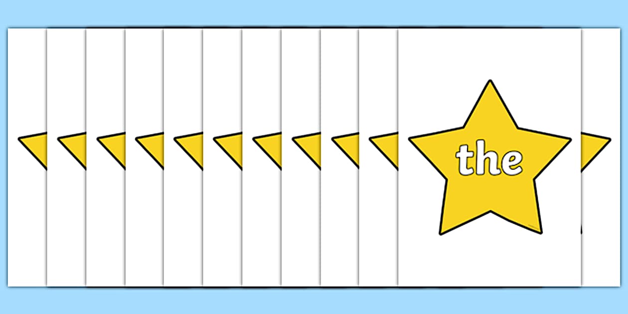 Cursive Year 1 Common Exception Words on Stars - Twinkl