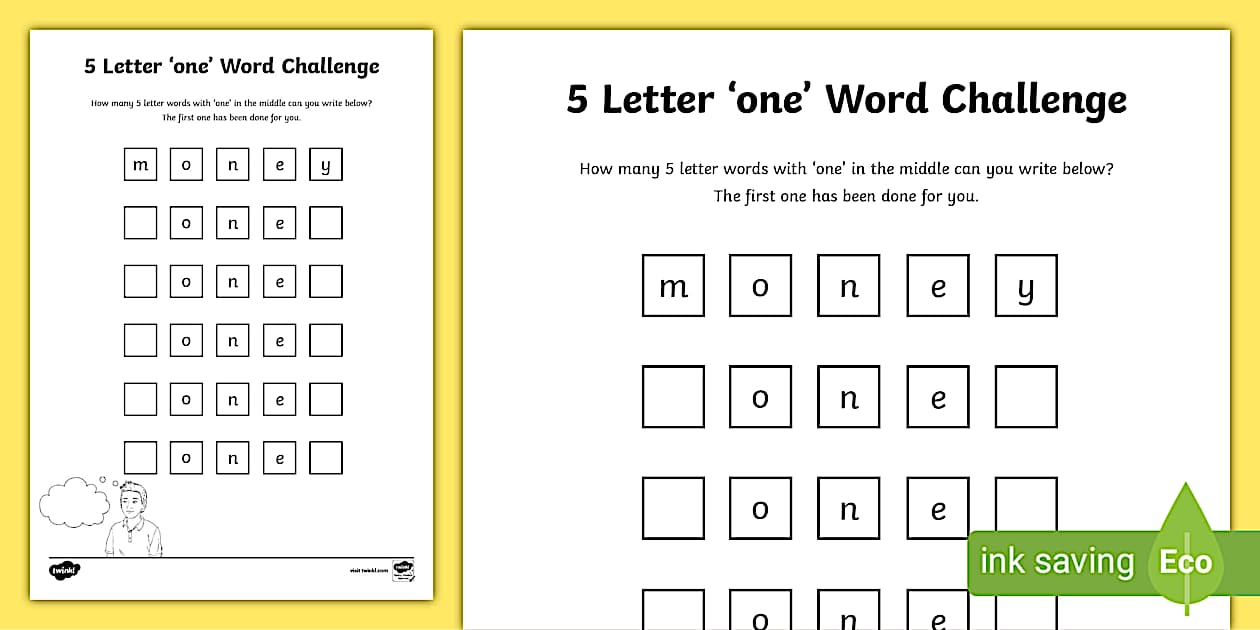 5 Letter 'one' Word Challenge (teacher made) - Twinkl