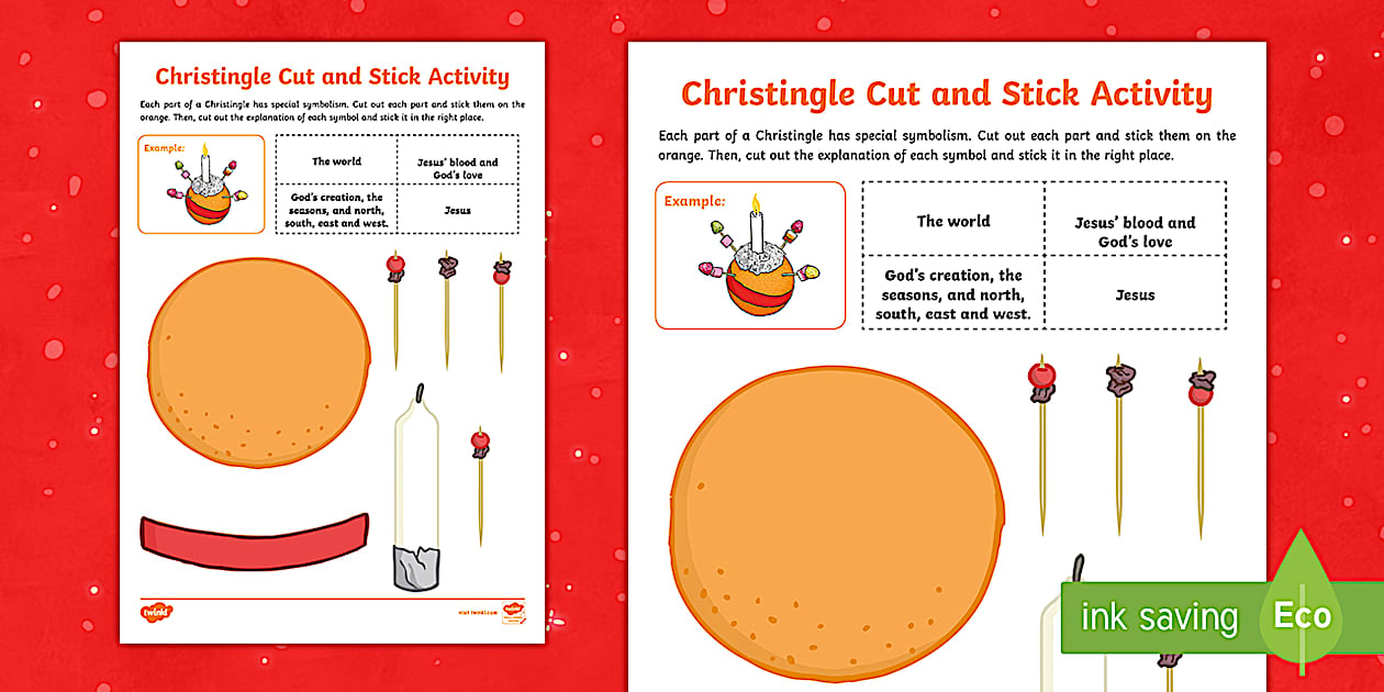 Editable KS2 Christingle Cut and Stick Activity - Twinkl
