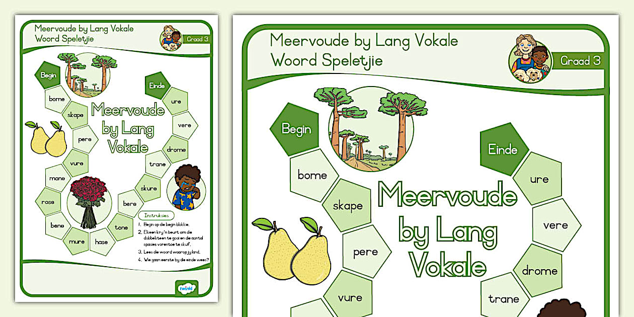 Graad 3 Klanke Meervoude boom-bome Drukbare Speletjie