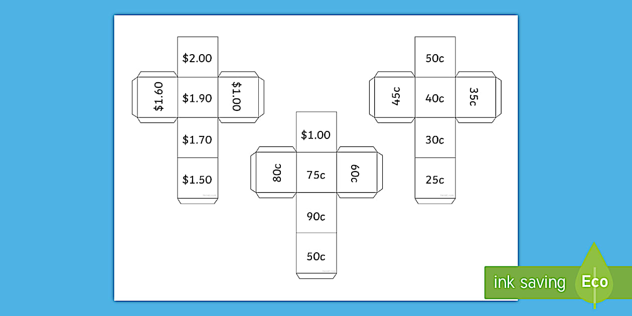Australian Money Dice Net (Teacher-Made) - Twinkl