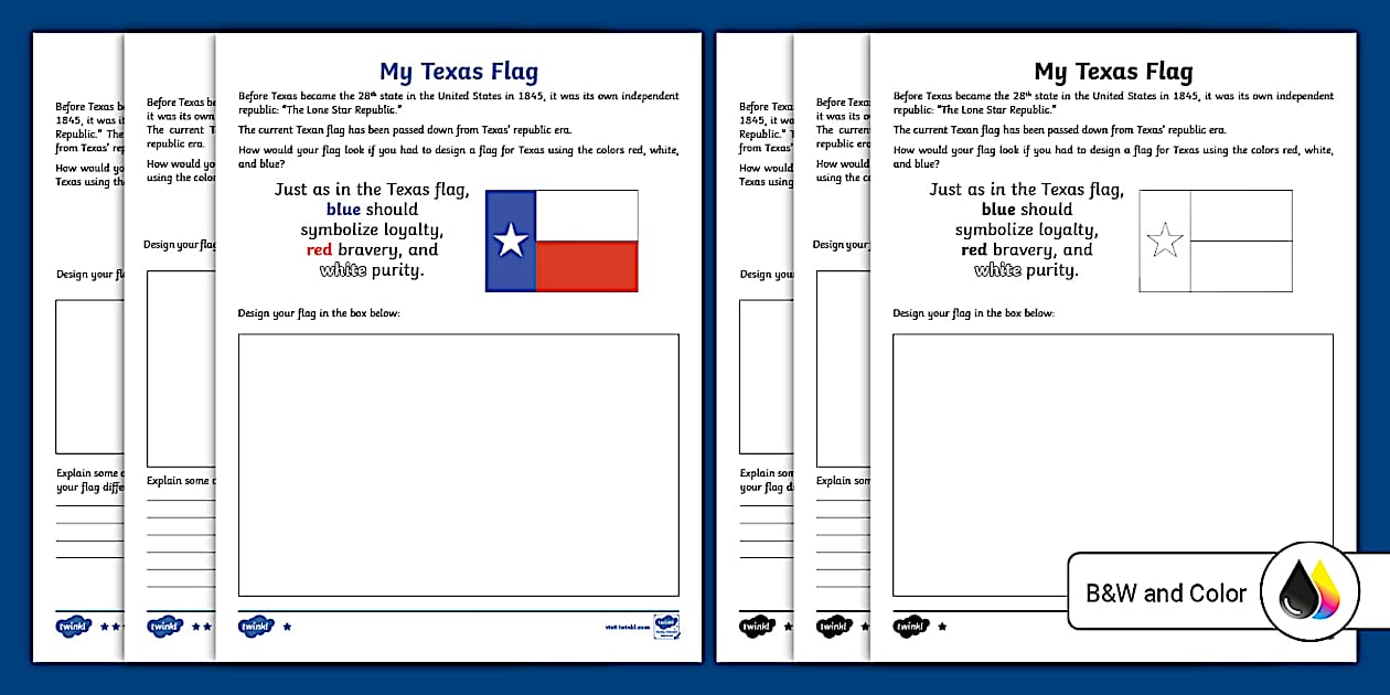 Texas Flag Activity Worksheet (Teacher-Made) - Twinkl