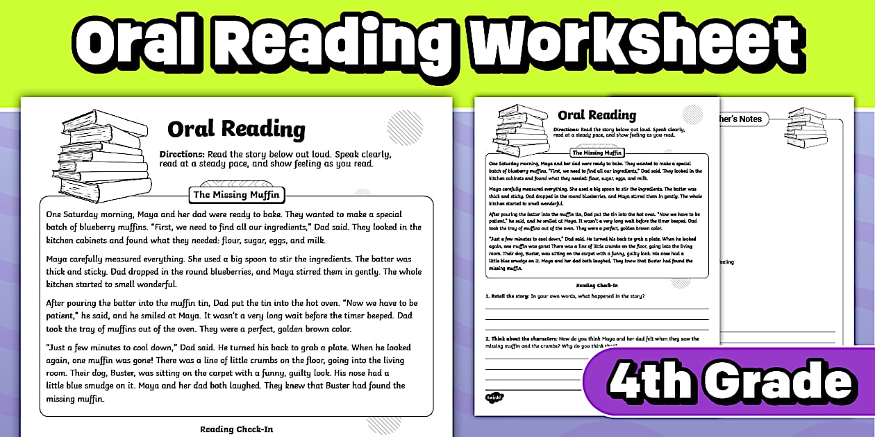 Fourth Grade Oral Reading Worksheet