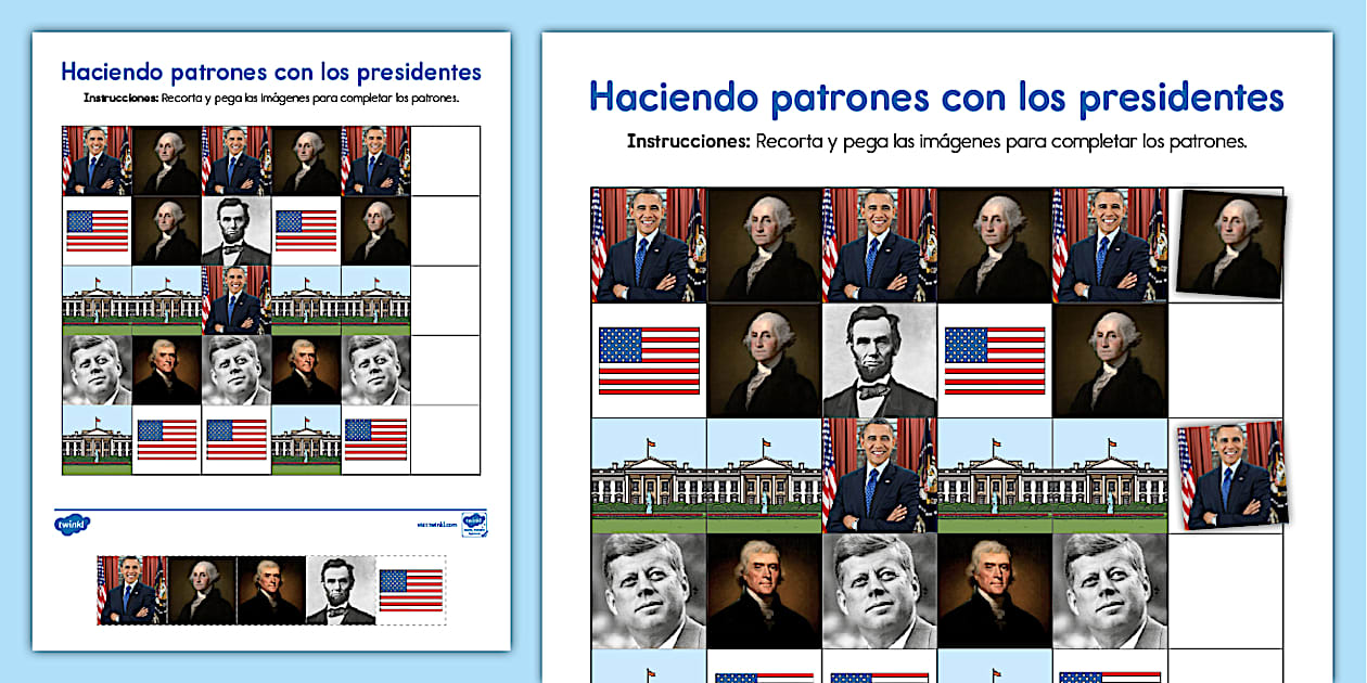 Actividad: Haciendo patrones de los presidentes - Twinkl