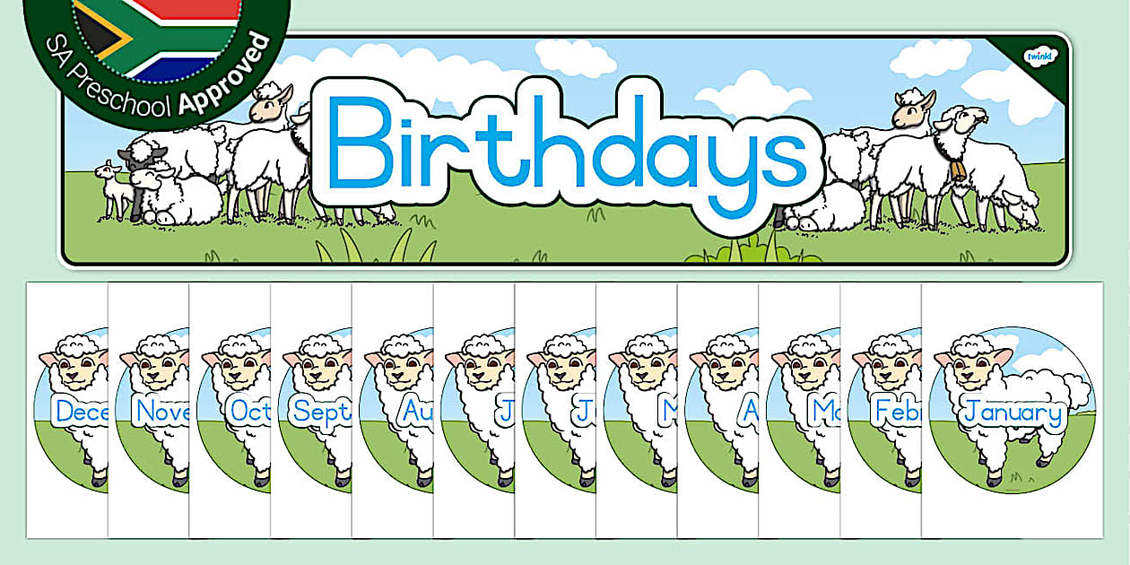 Sheep-Themed Birthday Chart and Banner - Twinkl