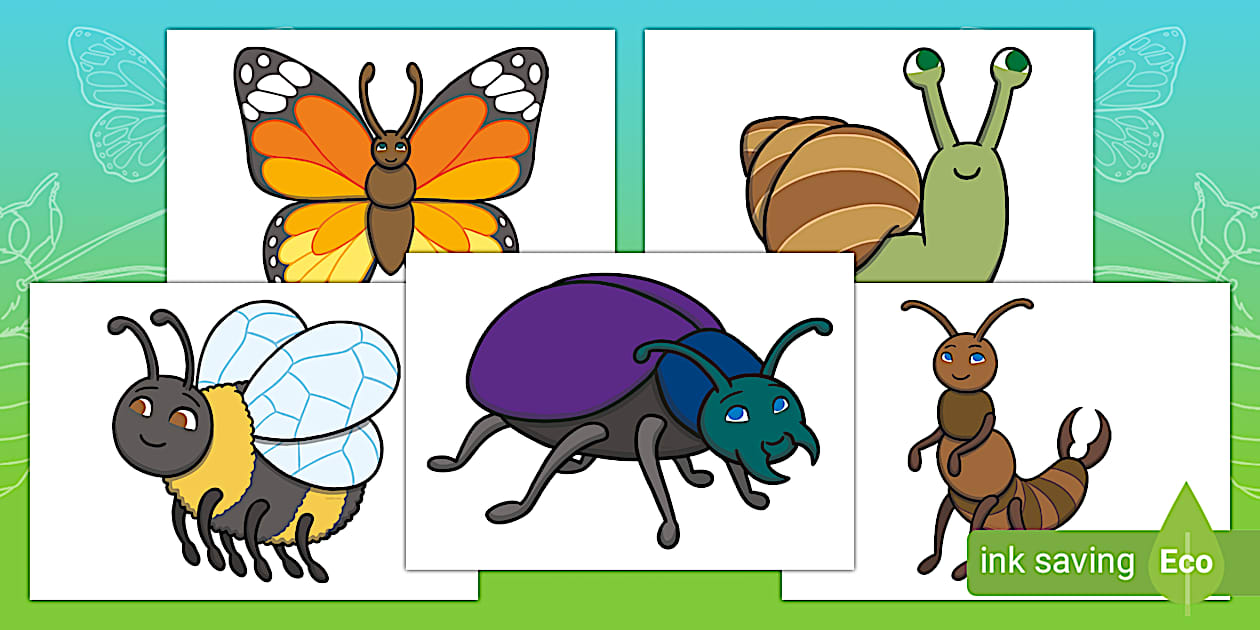 Black and White Cute Minibeast A4 Cut-Outs (teacher made)