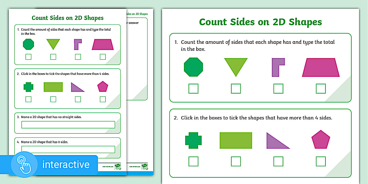 👉 White Rose Maths Supporting Y2: Count Sides on 2D Shapes