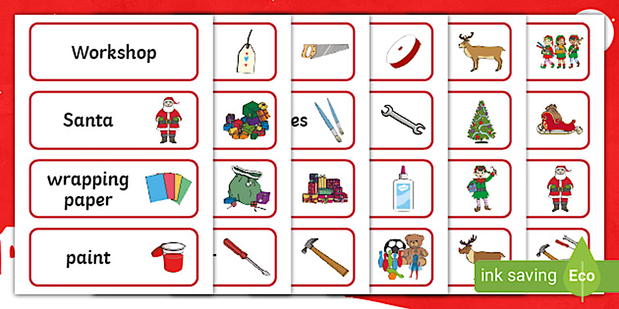 Santa's Workshop Role Play Word Cards (teacher made)