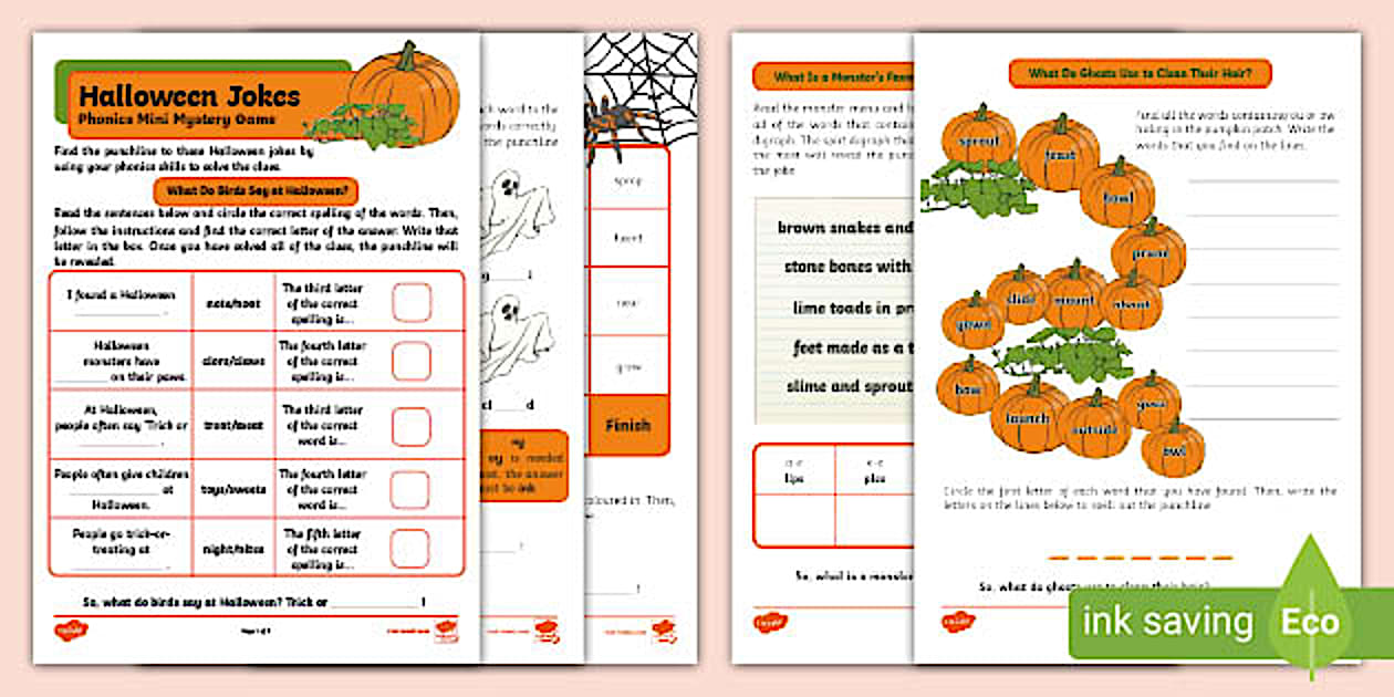 KS1 Halloween Jokes Phonics Mini Mystery Game