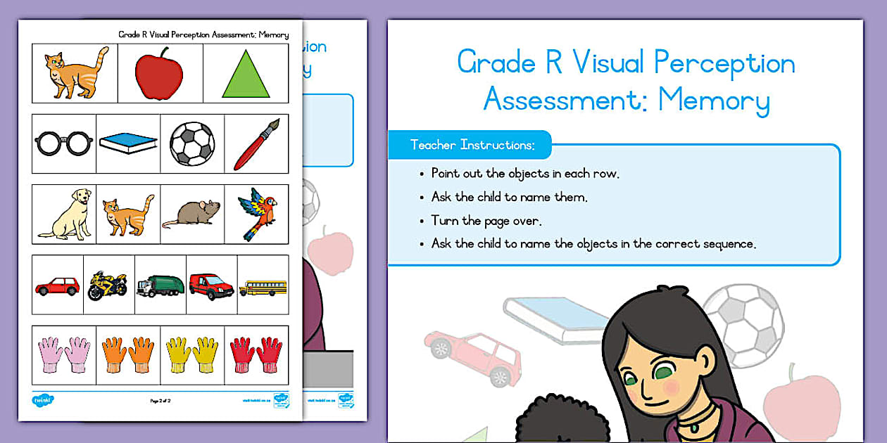 Grade R Visual Perception Assessment: Memory (teacher made)