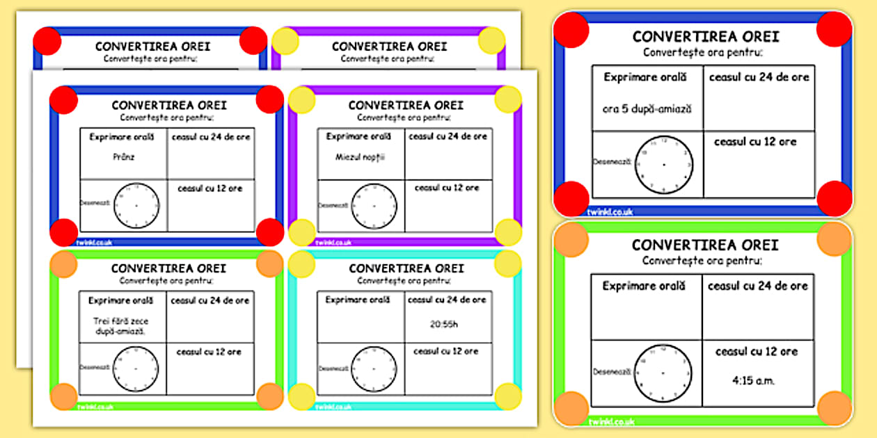 Conversiunea orei, Cartonase cu probleme (profesor hizo)