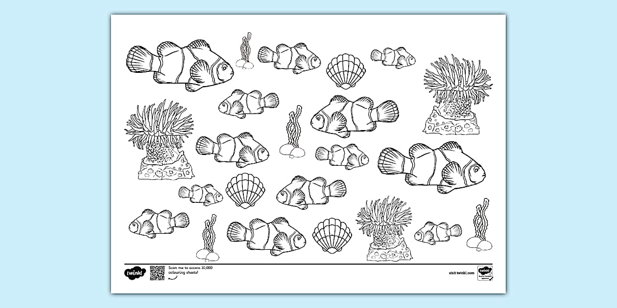 Clownfish Doodle Colouring Page (teacher made) - Twinkl