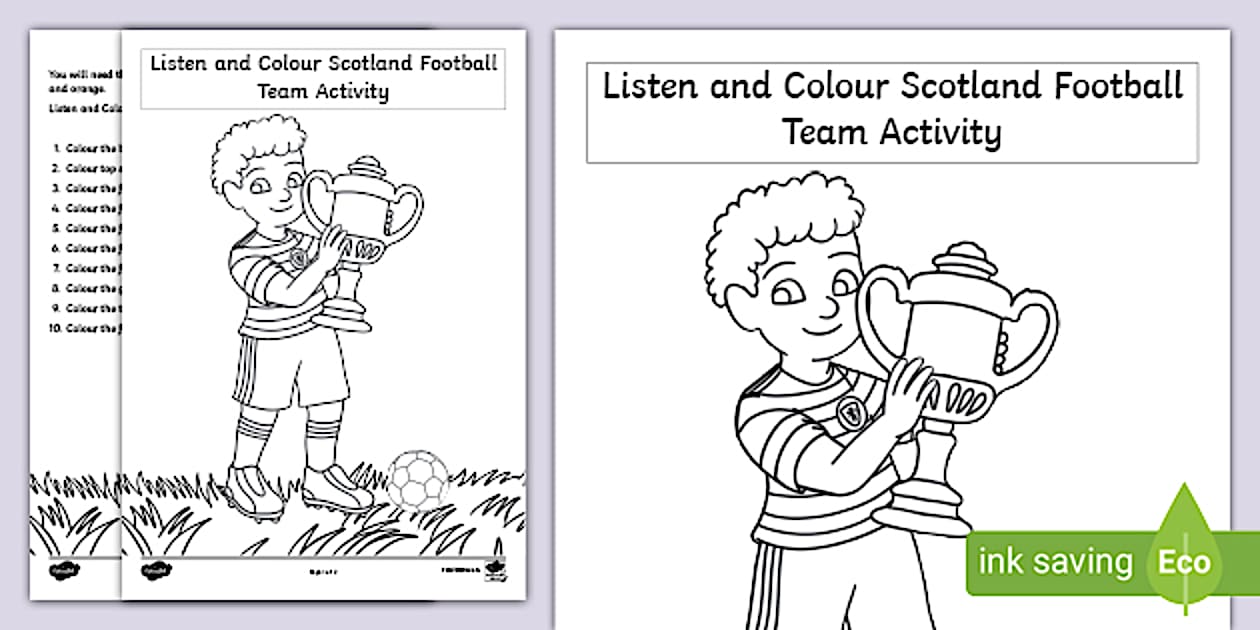 Listen and Colour Scotland Football Team - Twinkl