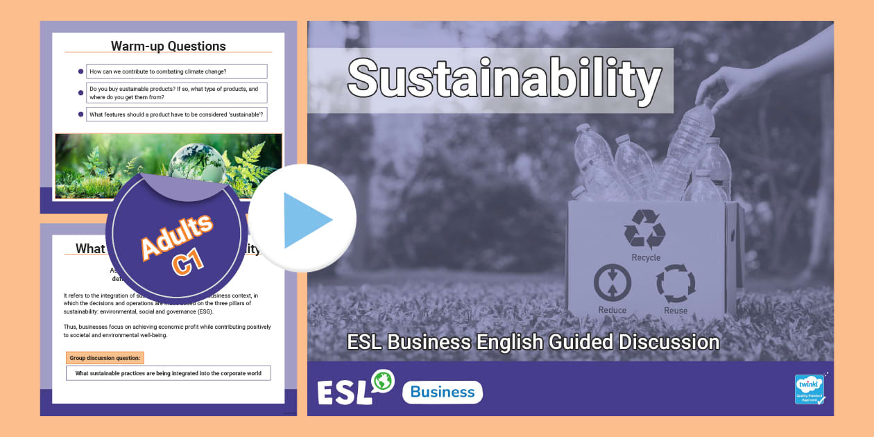 ESL Sustainability Guided Discussion [Adults, C1] - Twinkl