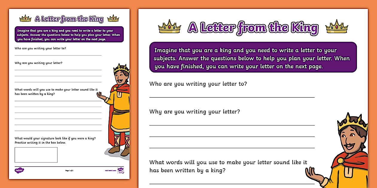 The King's Letter Writing Activity (teacher made) - Twinkl
