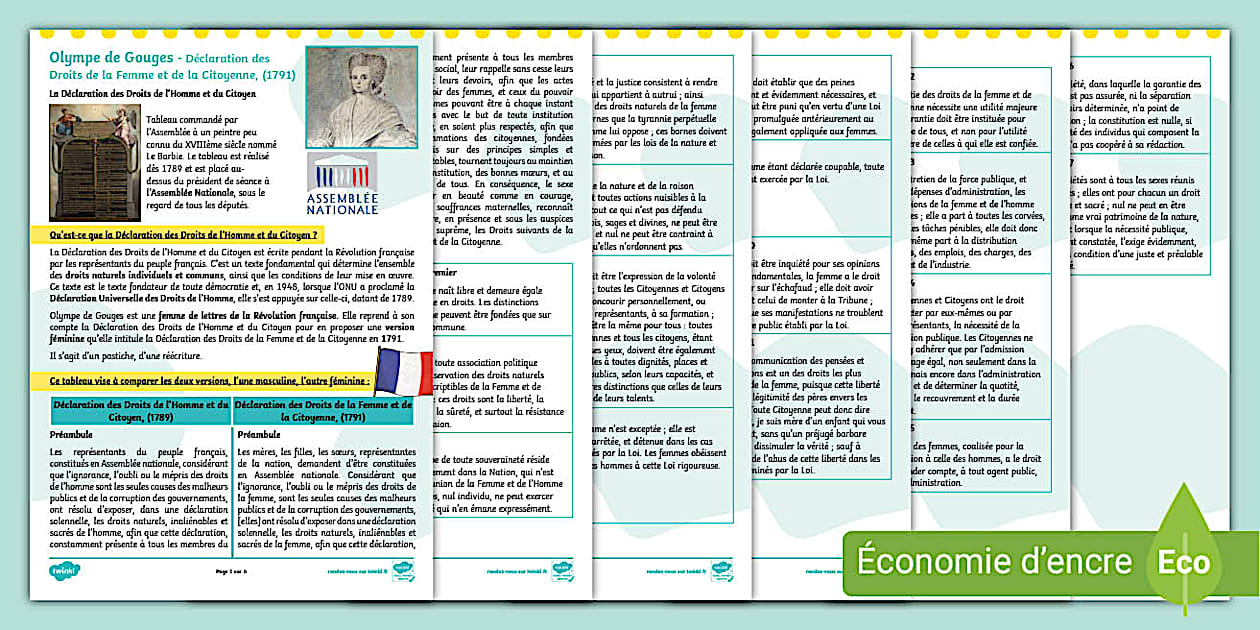 Olympe de Gouges - Déclaration des Droits de la Femme