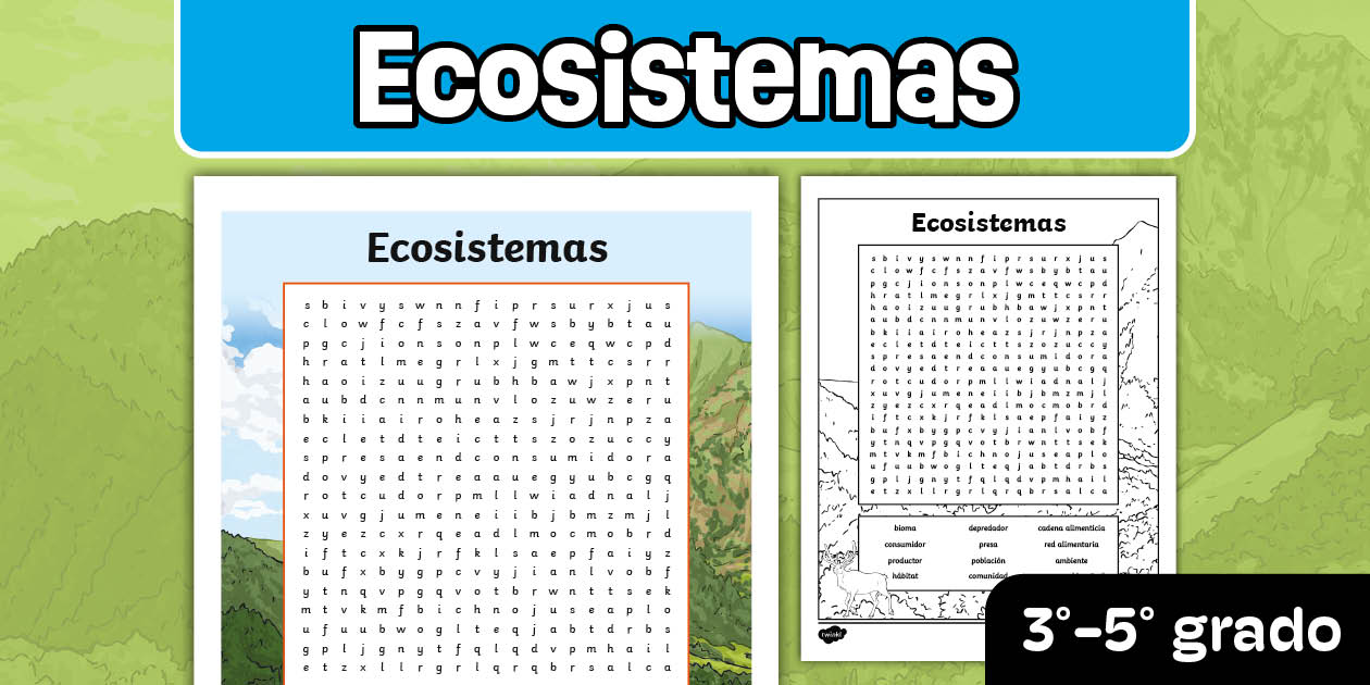 Sopa de letras de ecosistemas para tercer grado