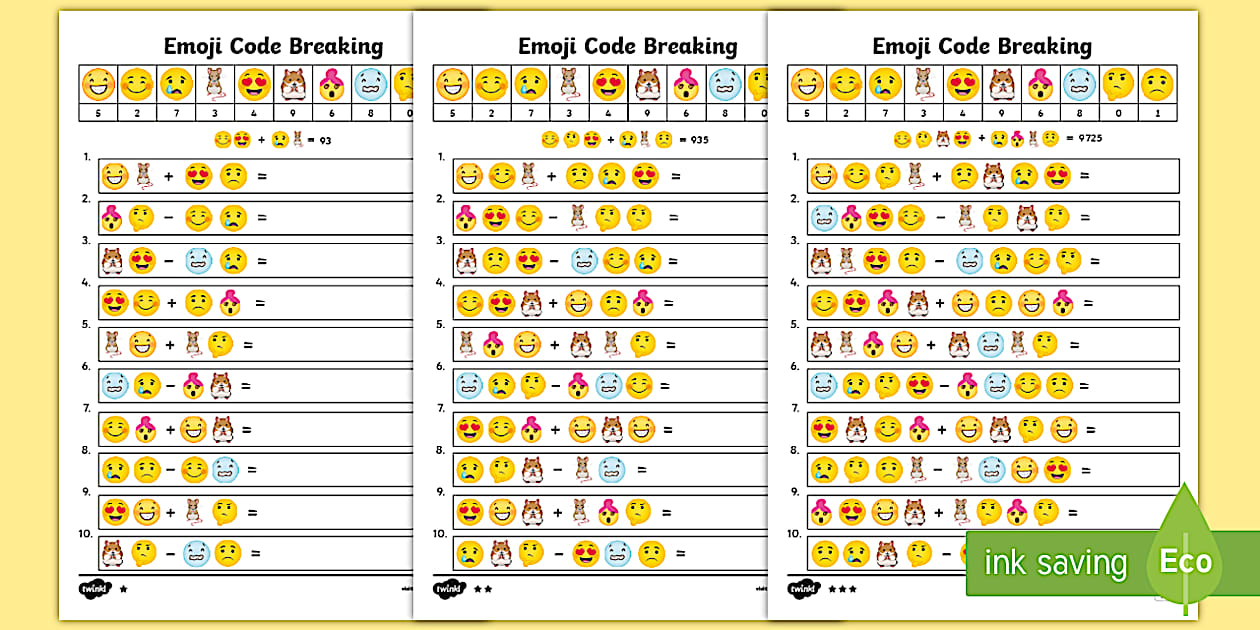 😊 Emoji Crack the Secret Code Maths Worksheets | KS2 | Twinkl