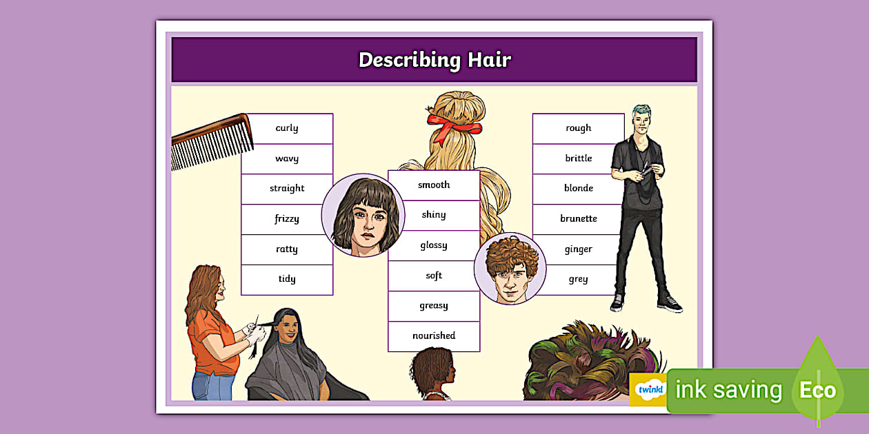 Describing Hair Word Mat (teacher made) - Twinkl