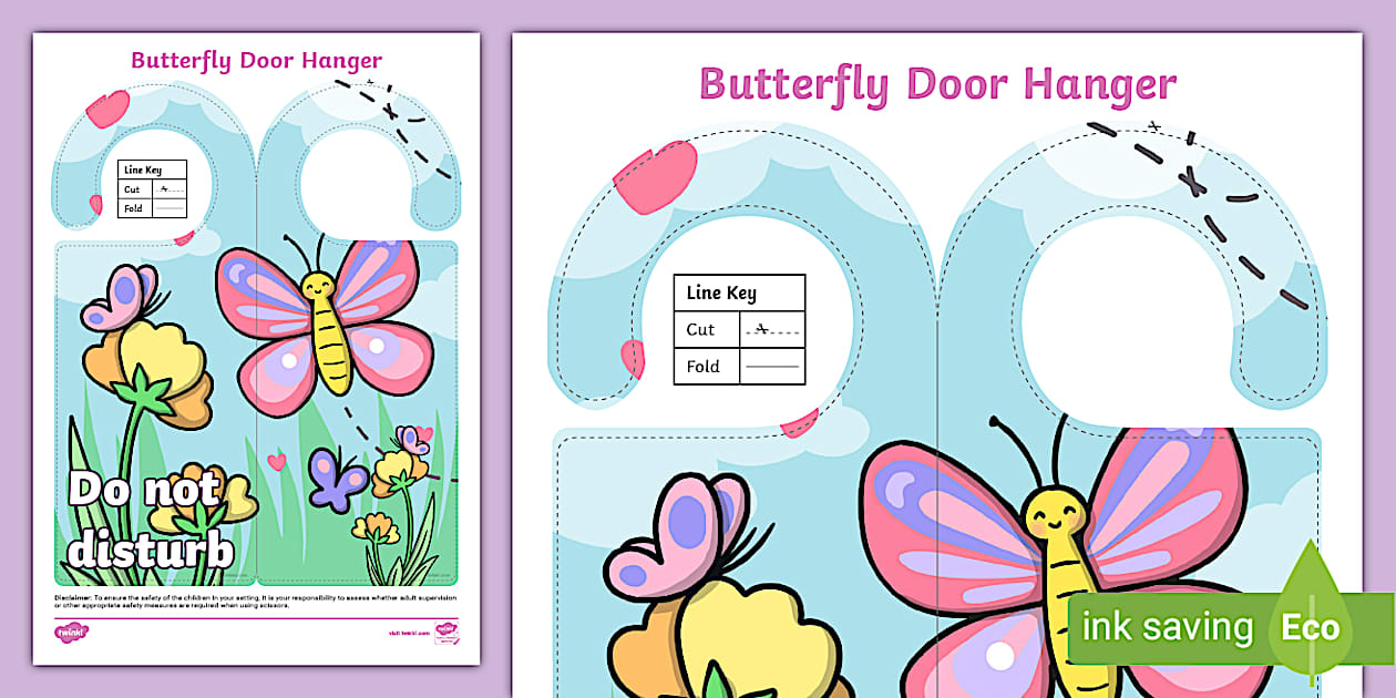 Butterfly Door Hanger (teacher made) - Twinkl