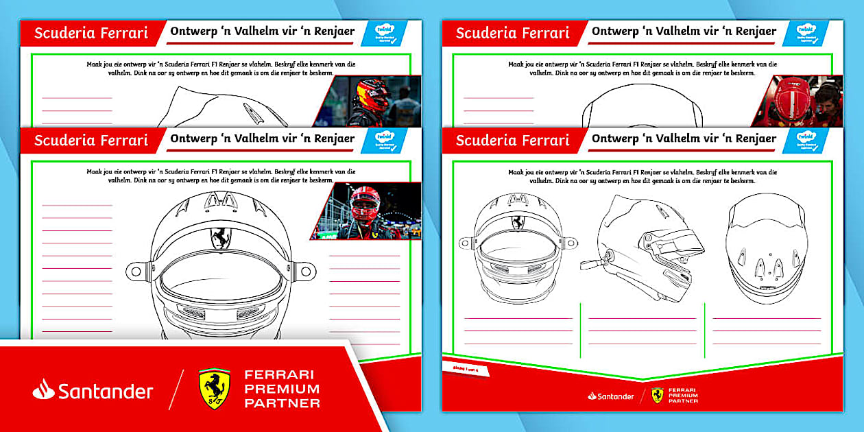 Ferrari: Ontwerp Jou Eie Valhelm Aktiwiteitskaart - Twinkl