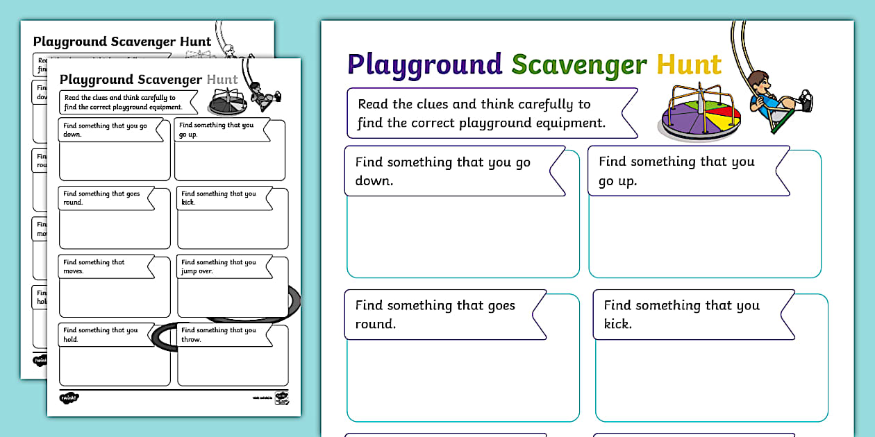 Playground Equipment Scavenger Hunt Activity (teacher made)
