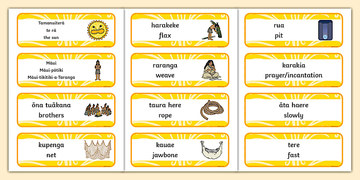 Māui and the Sun Word Cards (teacher made) - Twinkl