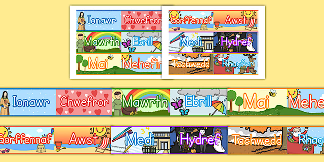 Welsh Months of the Year Display Borders | Twinkl-made