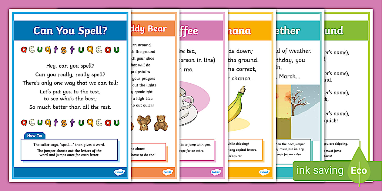 Skipping Games and Rhymes Posters - PE - Breaktimes - Twinkl