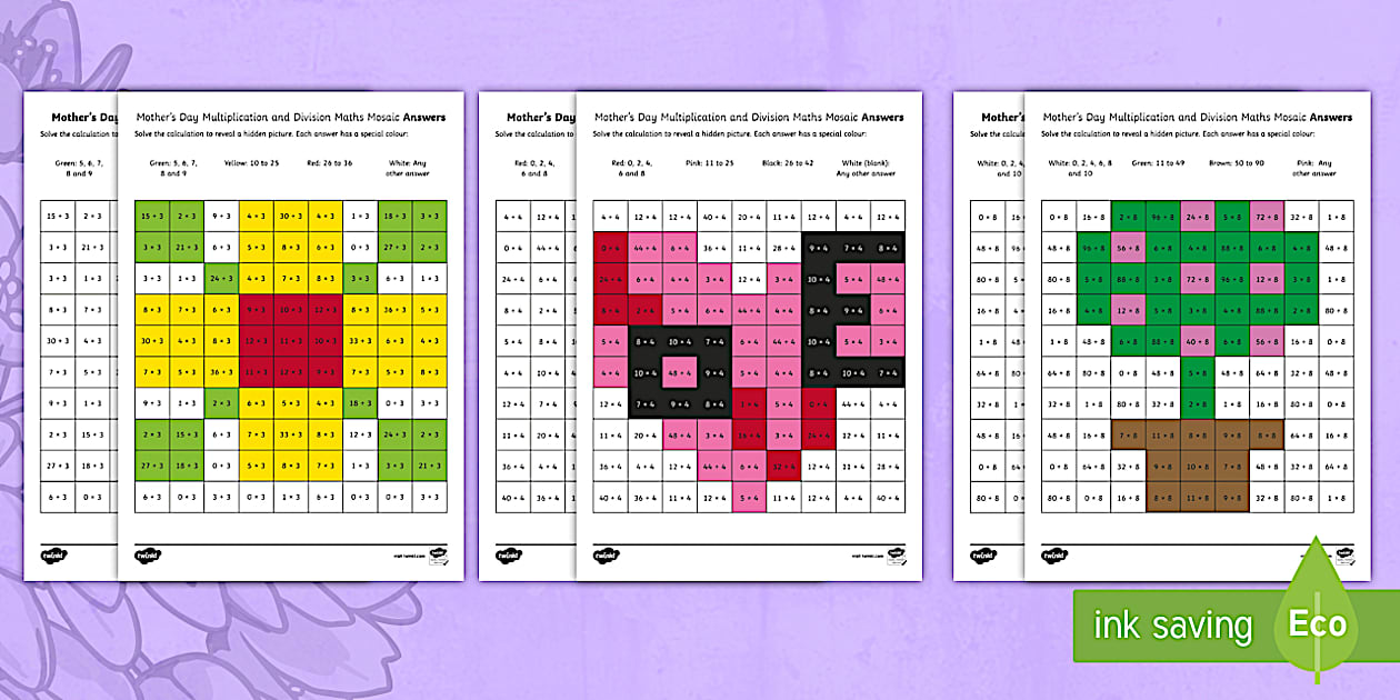 LKS2 Mother's Day Multiplication Tables and Division Facts Maths Mosaic