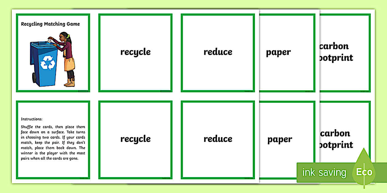 National Recycling Week Memory Game (teacher made) - Twinkl