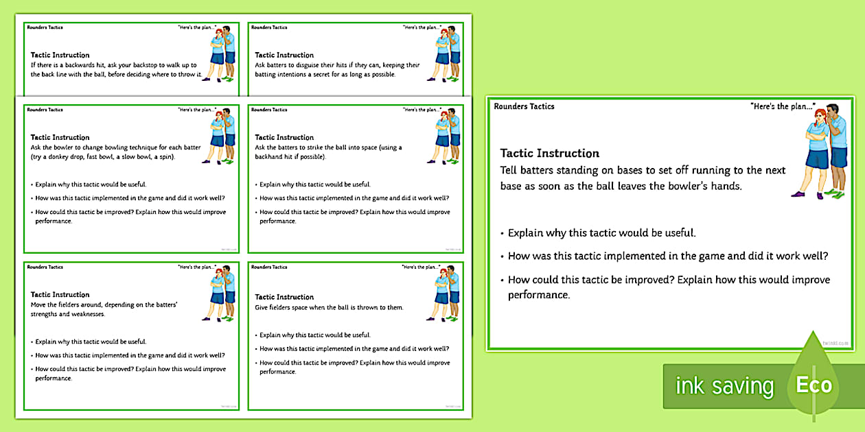 Black and White Rounders Tactics Cards - Twinkl