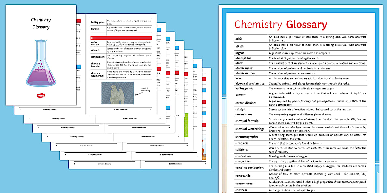 Chemistry Glossary (teacher made) - Twinkl