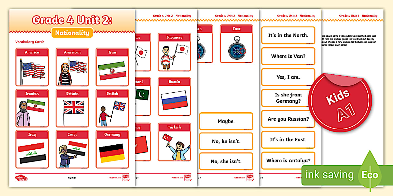 4. Sınıf İngilizce Kelimeler - English Vocabulary Cards