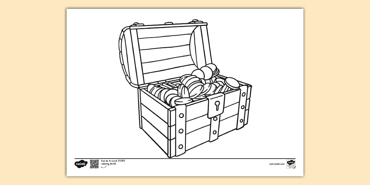 Treasure Chest Colouring Sheet - Colouring Sheets - Twinkl