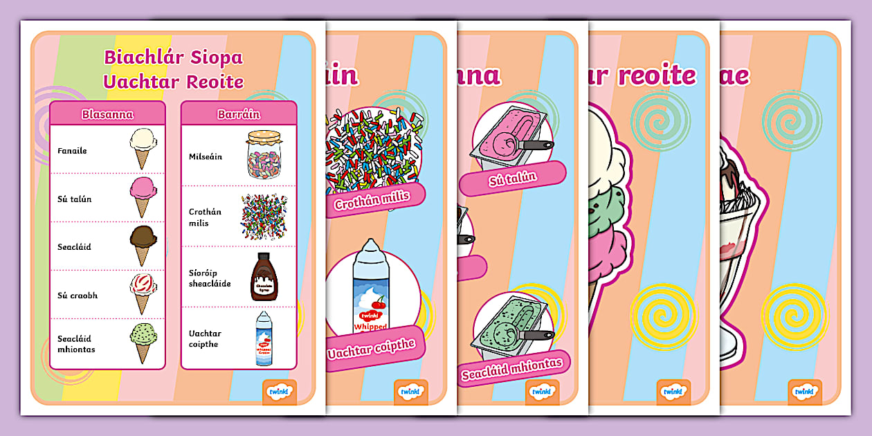 Biachlár Siopa Uachtar Reoite (teacher made) - Twinkl