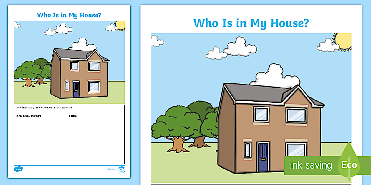 Black and White Who Is in My House? Worksheet (teacher made)