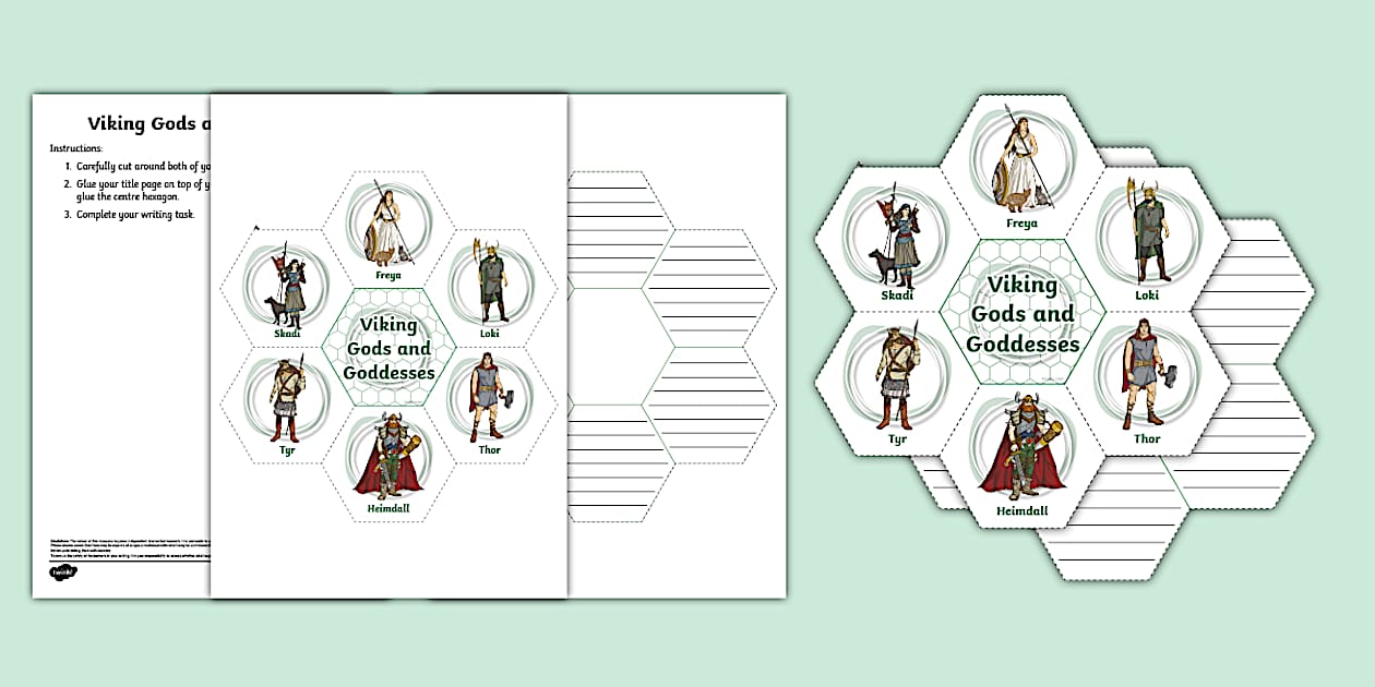 Viking Gods and Goddesses Hexagon Writing Template - Twinkl