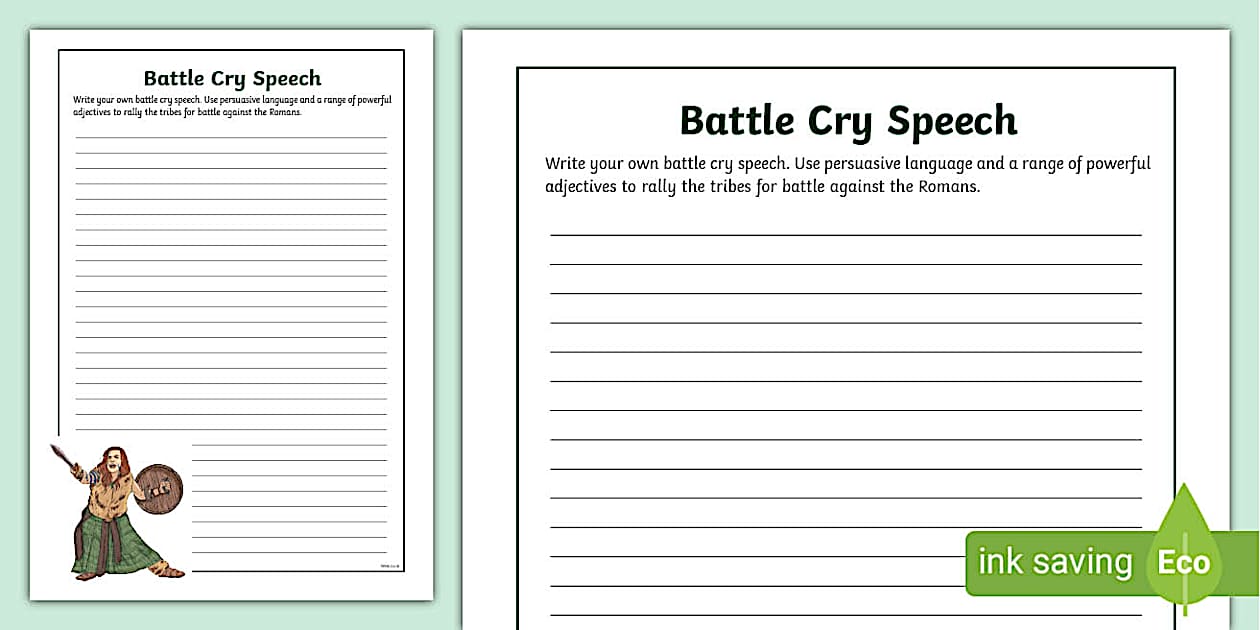 Boudicca Battle Cry Speech Writing Frame - KS2 - Twinkl