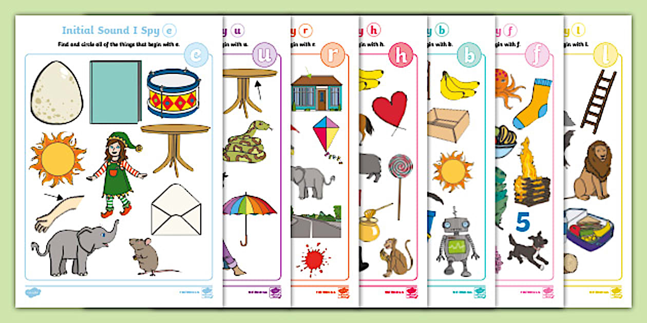 Initial Sounds I Spy e, u, r, h, b, f, l Activity Pack