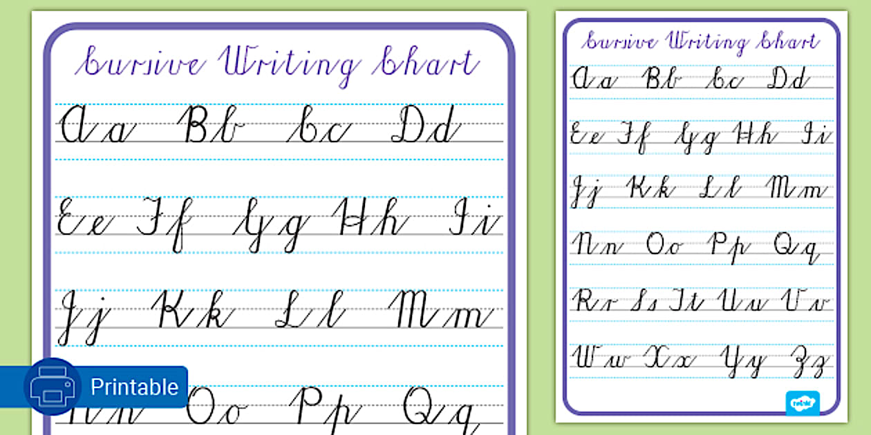 SA Cursive Writing Chart Upper and Lower Case - Twinkl