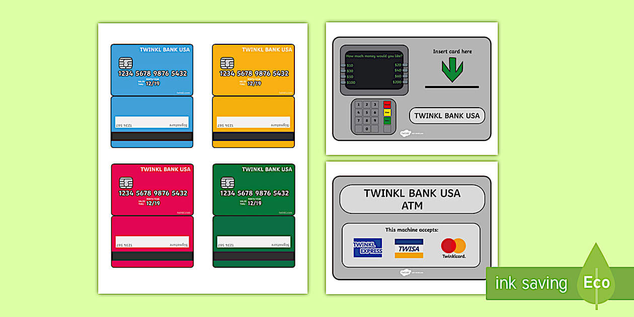 USA Bank Dramatic Play ATM Posters (teacher made) - Twinkl