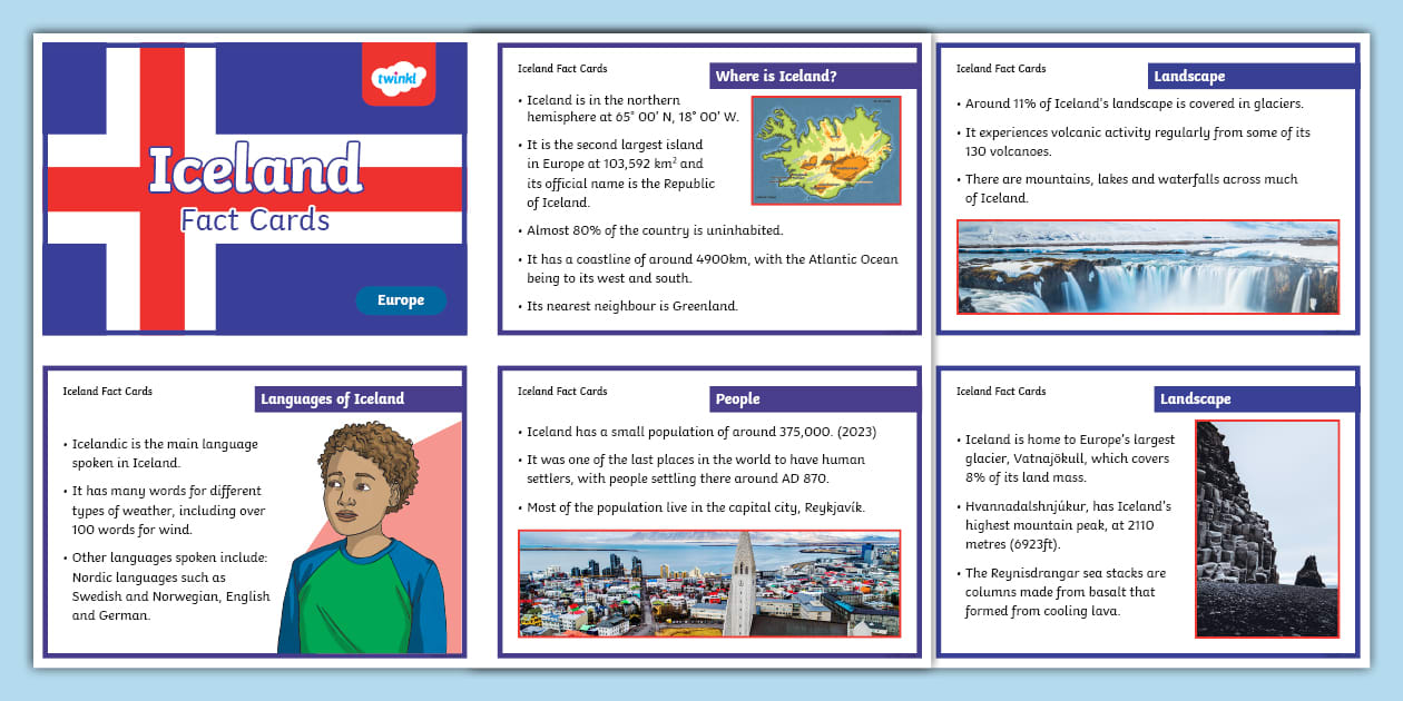 Iceland KS2 Fact Cards (teacher made) - Twinkl