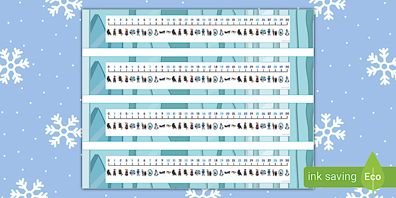 The Snow Queen Story Number Lines 0-30 - Twinkl