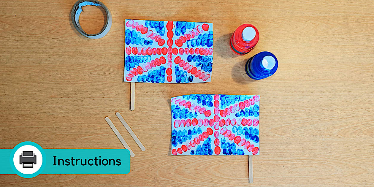 Fingerprint Flags | British Crafts Activity Ideas - Twinkl
