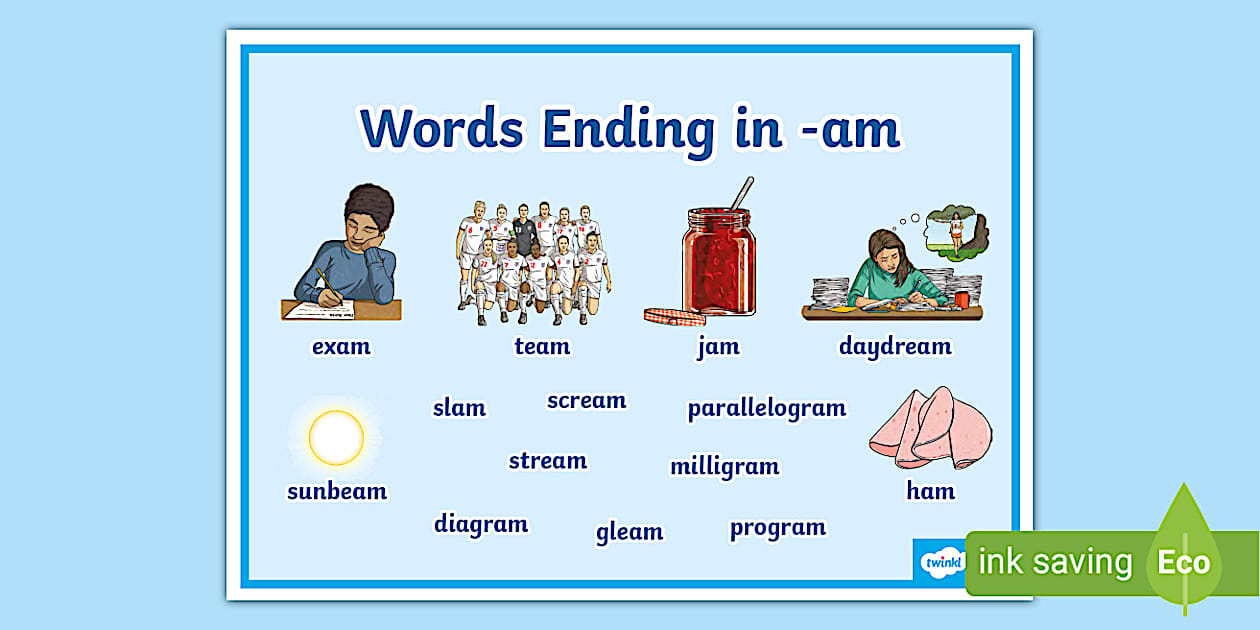 Words Ending in -am Word Mat (professor feito) - Twinkl
