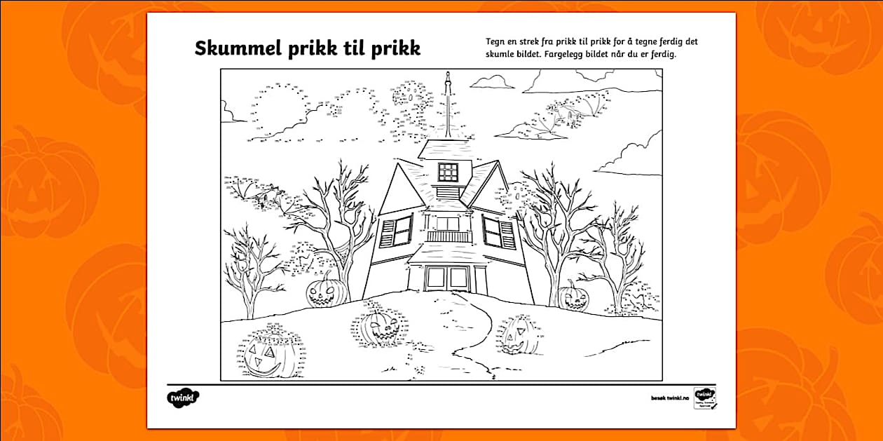 Skummel prikk til prikk Halloween (teacher made) - Twinkl