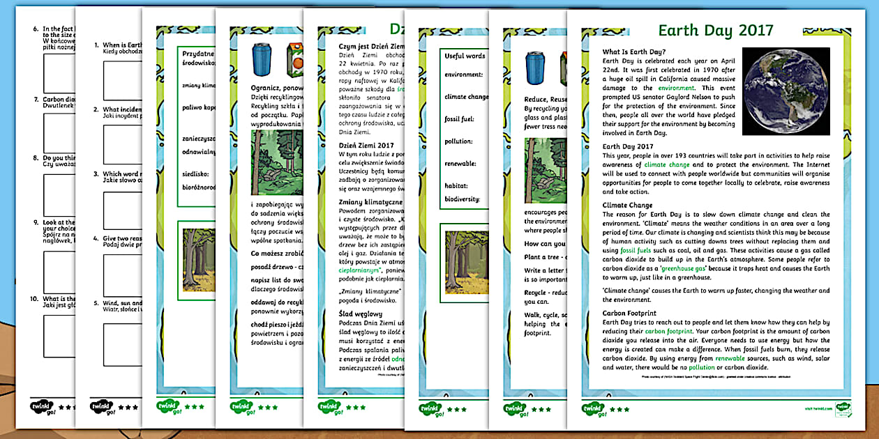 Lower Ability KS2 Earth Day Differentiated Comprehension Go Respond ...
