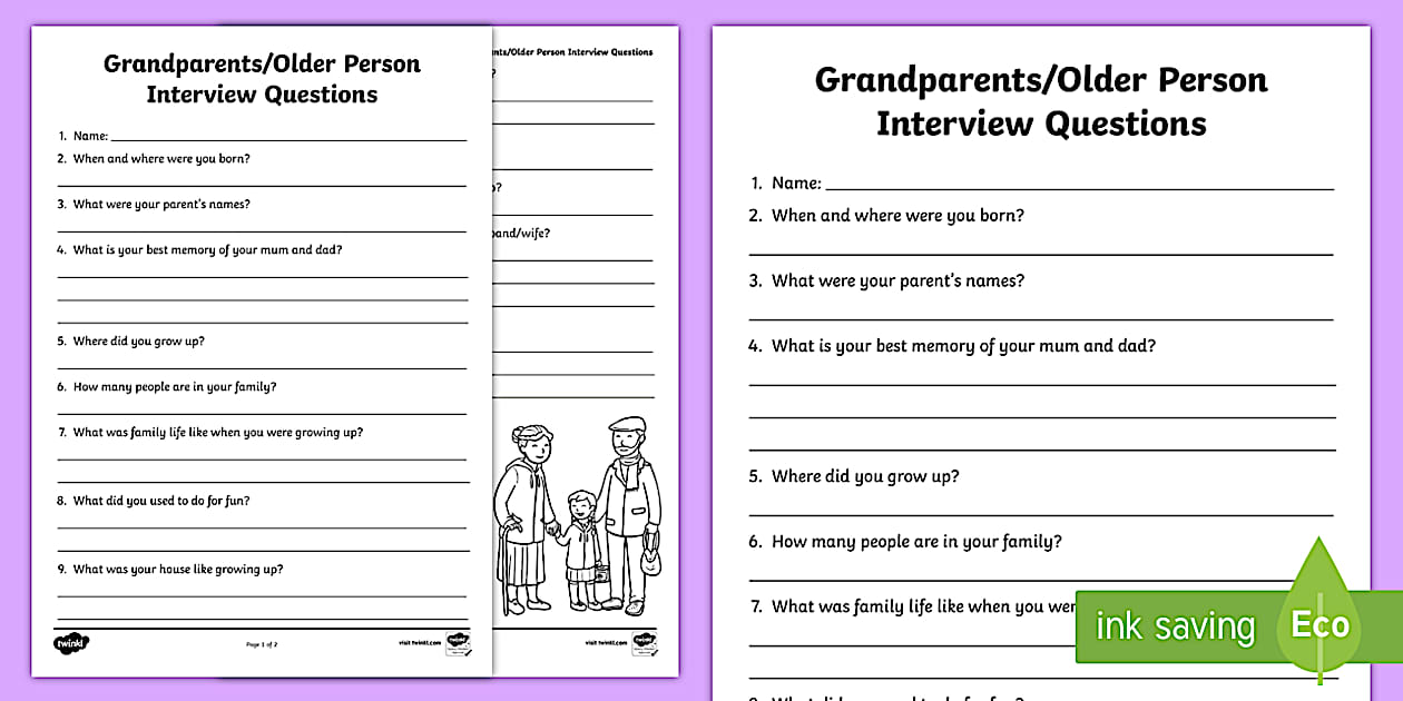 TAS Grandparents Interview Worksheet (teacher made) - Twinkl